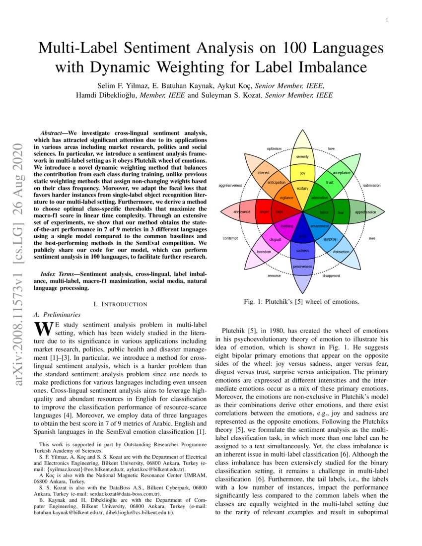 Multi-Label Sentiment Analysis on 100 Languages with Dynamic Weighting ...