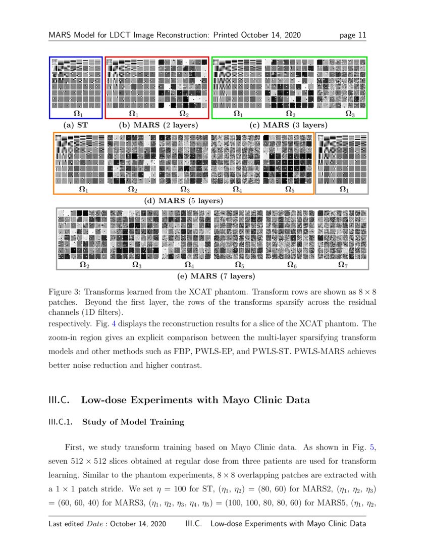 Multi-layer Residual Sparsifying Transform (MARS) Model for Low-dose CT Image Reconstruction ...