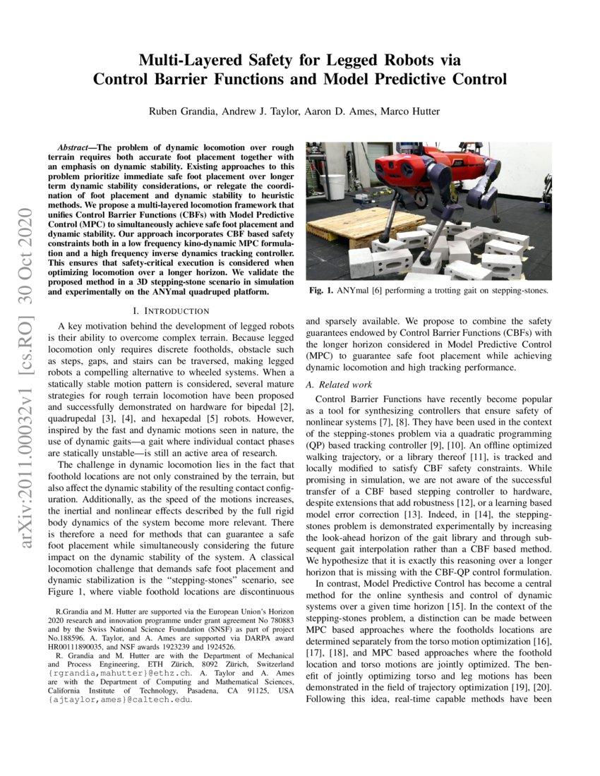Multi Layered Safety For Legged Robots Via Control Barrier Functions And Model Predictive