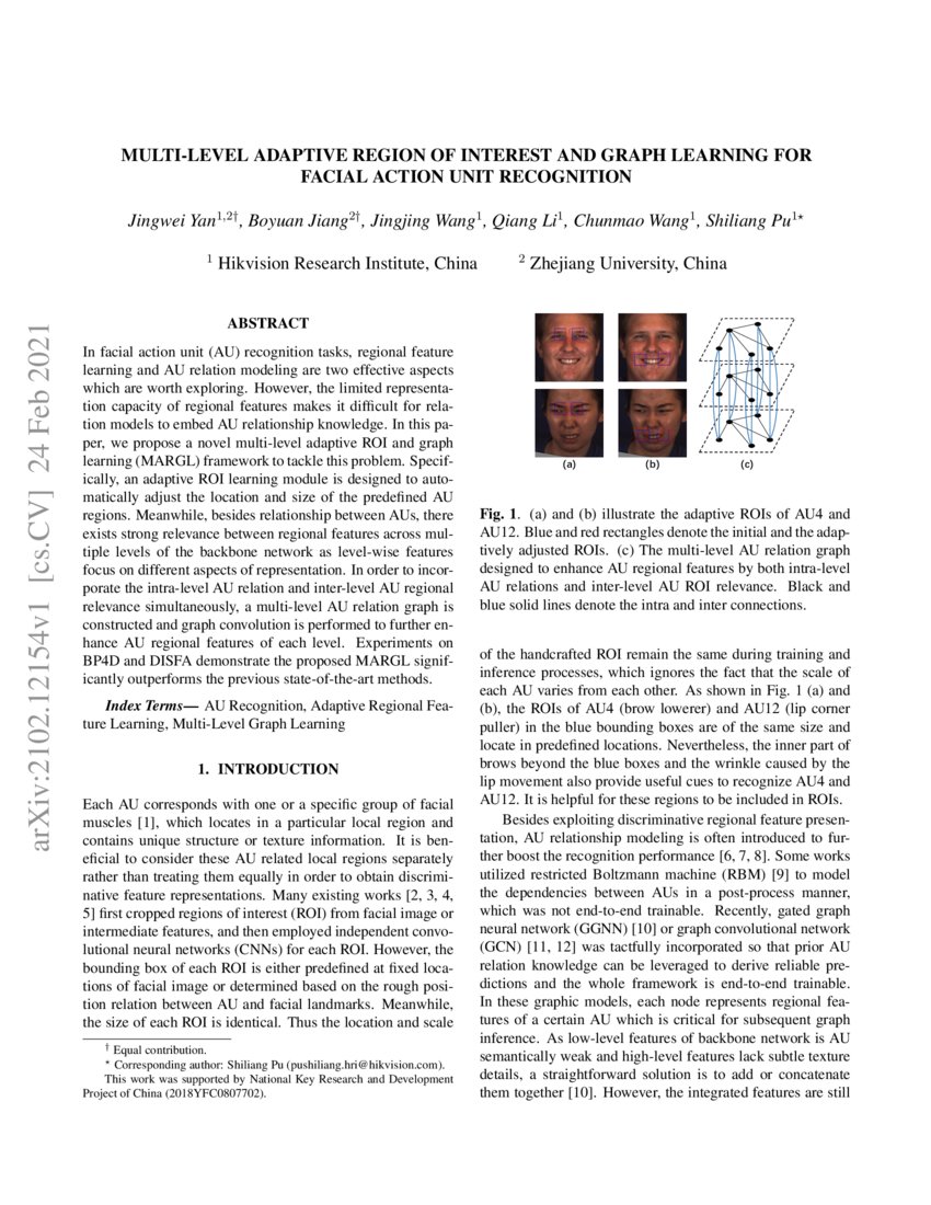 Multi-Level Adaptive Region of Interest and Graph Learning for Facial Action Unit Recognition ...