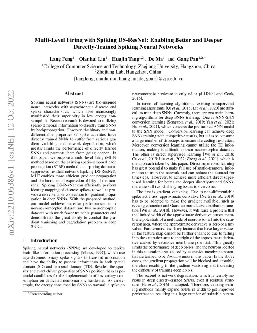 Multi-Level Firing with Spiking DS-ResNet: Enabling Better and Deeper Directly-Trained Spiking ...