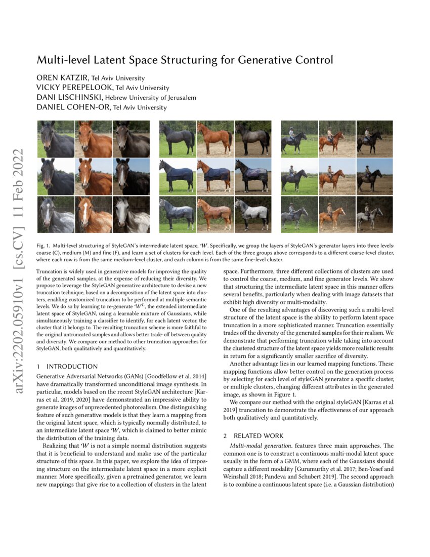 Multi Level Latent Space Structuring For Generative Control Deepai 