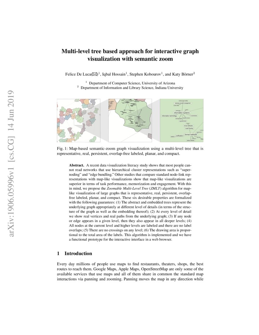 Multi Level Tree Based Approach For Interactive Graph Visualization