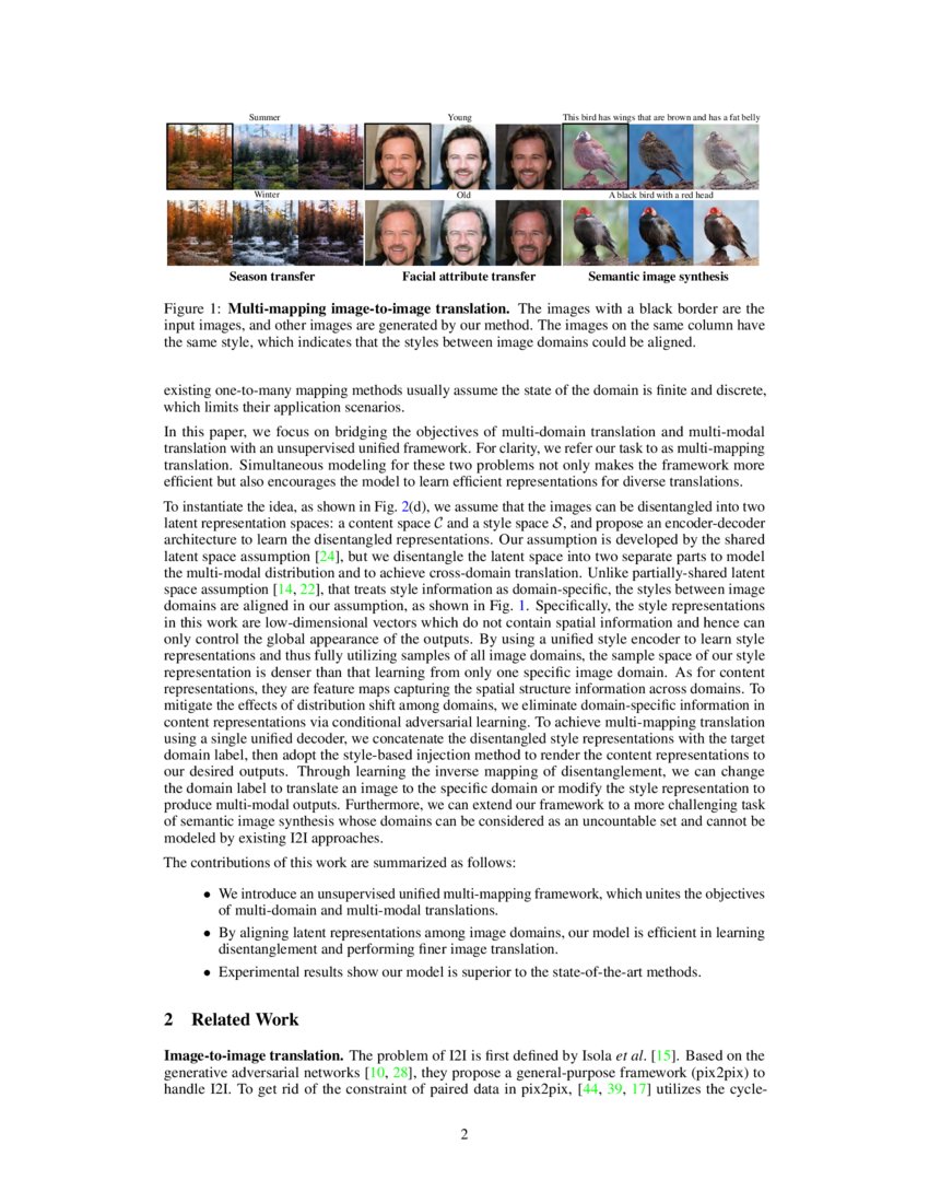 Multi-mapping Image-to-Image Translation via Learning Disentanglement | DeepAI