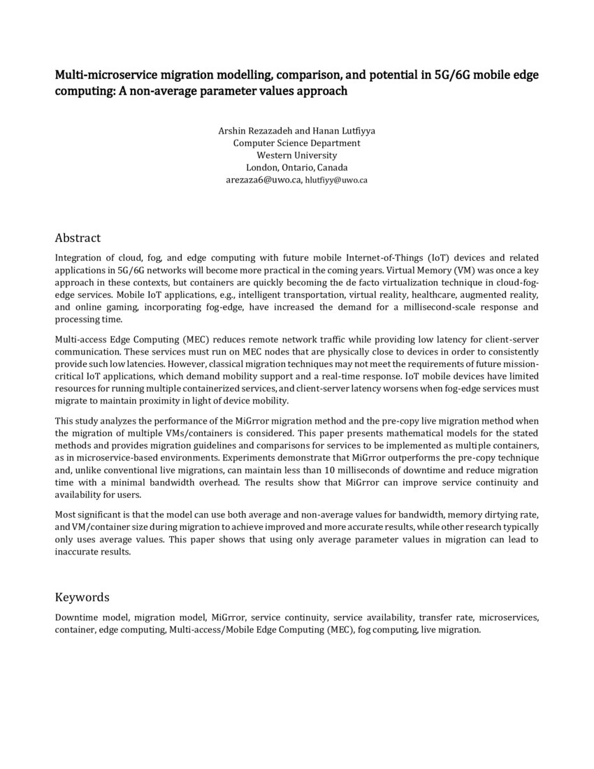 Multi Microservice Migration Modelling Comparison And Potential In 5g6g Mobile Edge Computing 1261