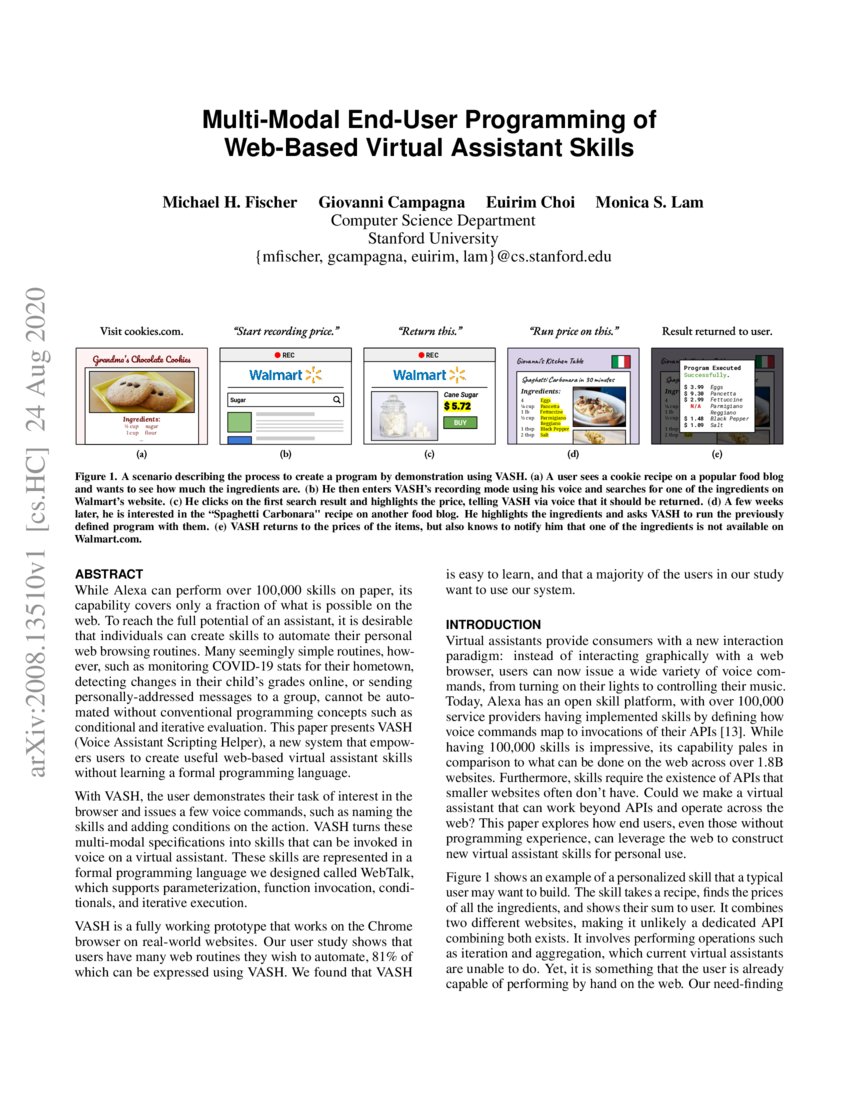 Multi-Modal End-User Programming of Web-Based Virtual Assistant Skills | DeepAI