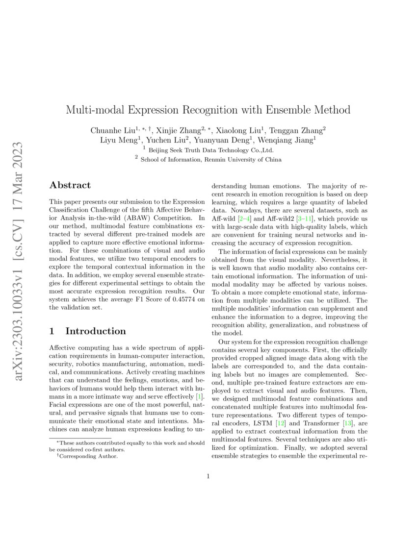 Multi Modal Expression Recognition With Ensemble Method Deepai 2119