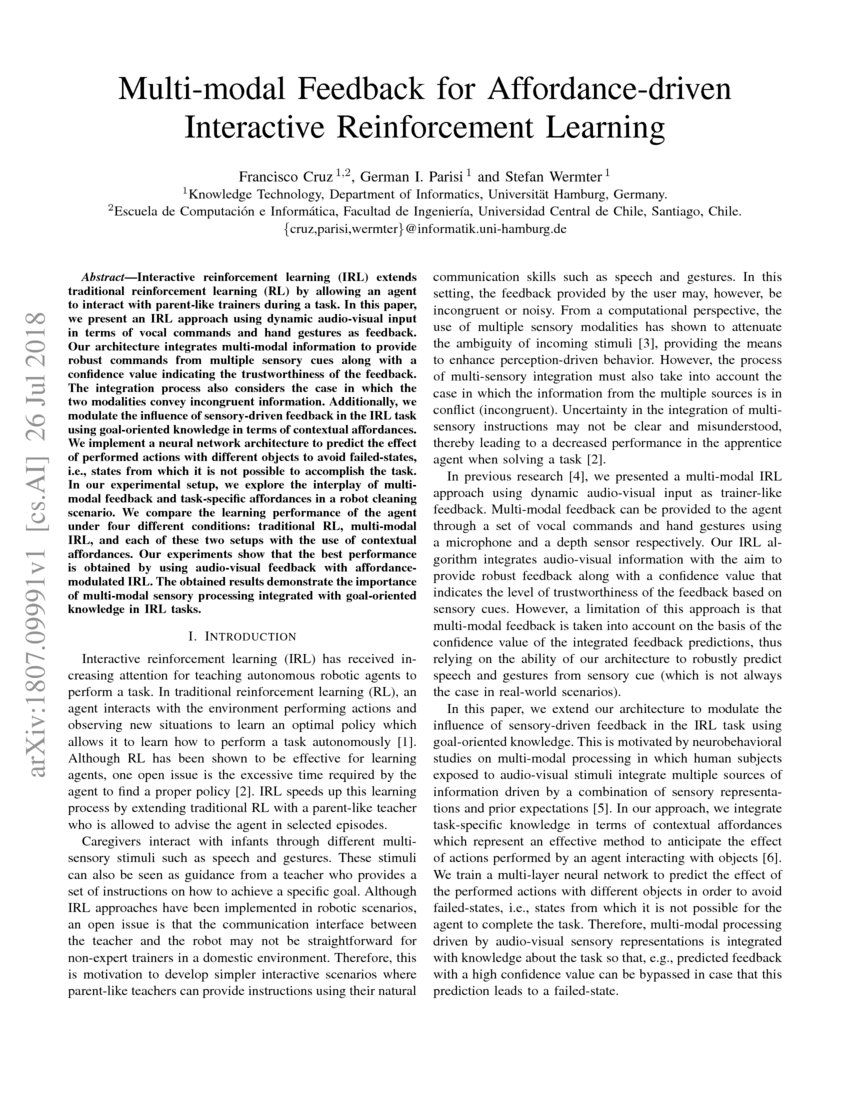 Multi-modal Feedback for Affordance-driven Interactive Reinforcement ...
