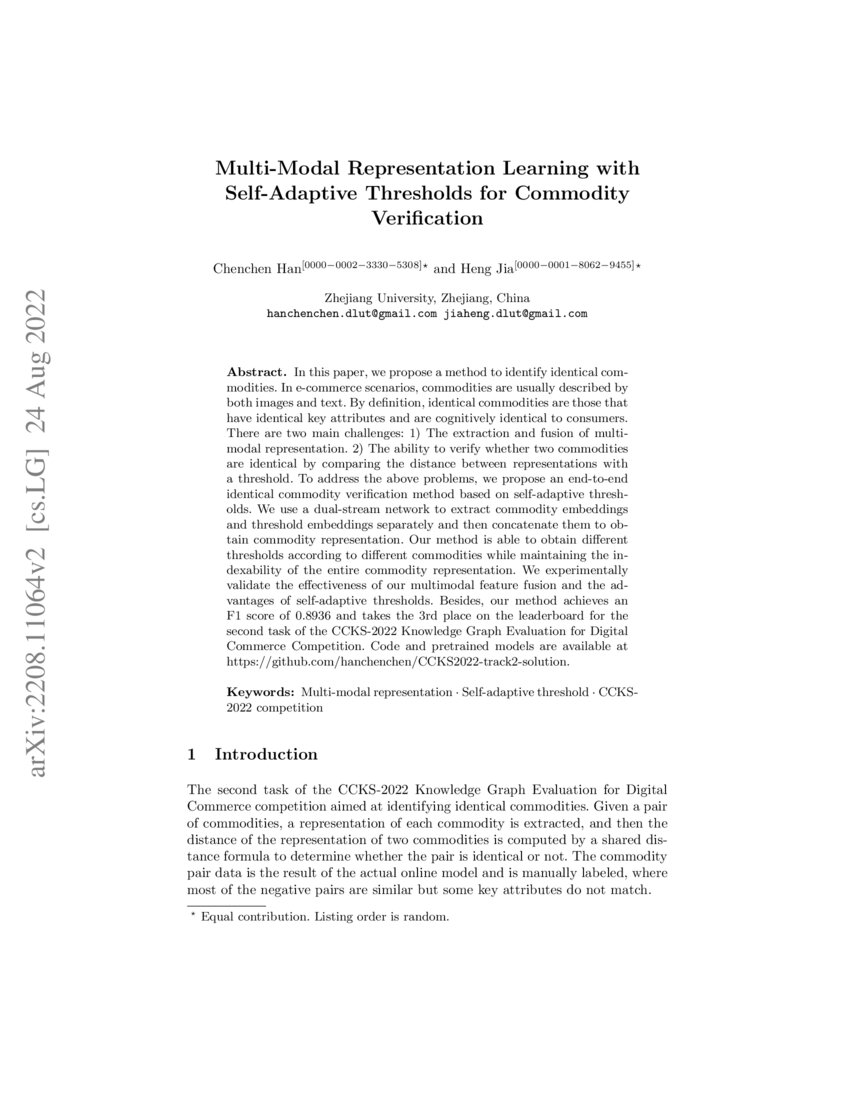 Multi-Modal Representation Learning with Self-Adaptive Thresholds for ... Multi-Modal Representation Learning with Self-Adaptive Thresholds for ...