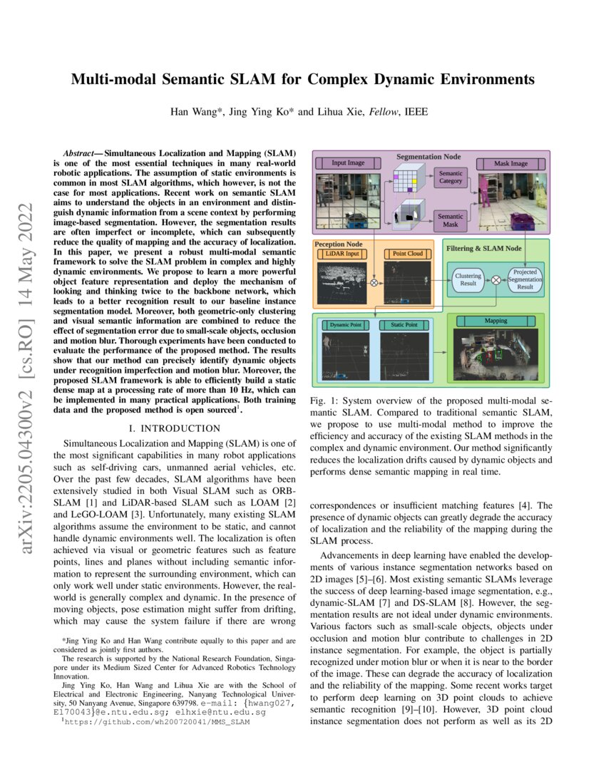 Multi-modal Semantic SLAM for Complex Dynamic Environments | DeepAI