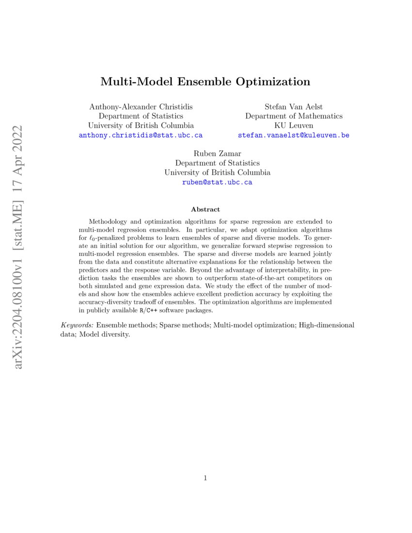 Multi-Model Ensemble Optimization | DeepAI