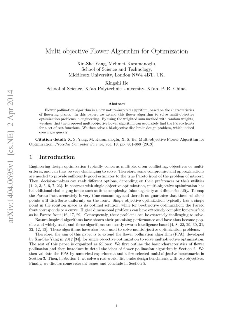 Multi-objective Flower Algorithm for Optimization | DeepAI