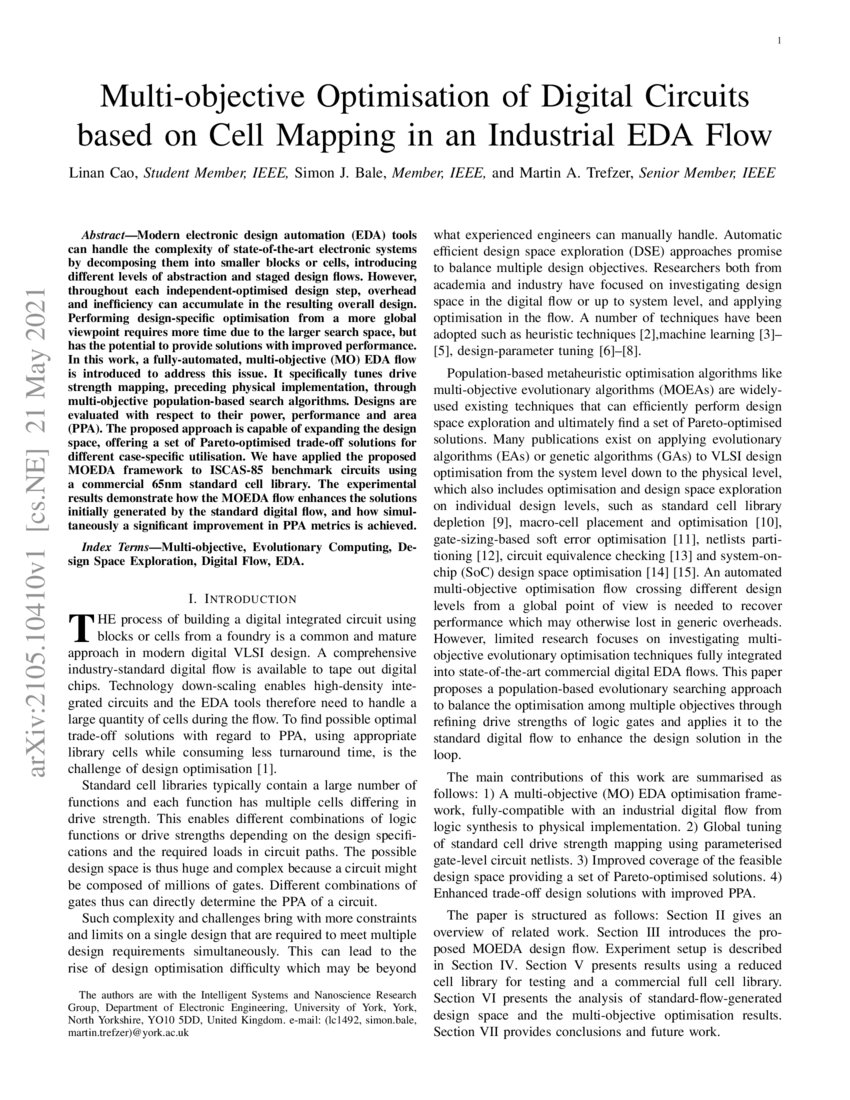 Multi Objective Optimisation Of Digital Circuits Based On Cell Mapping In An Industrial Eda Flow