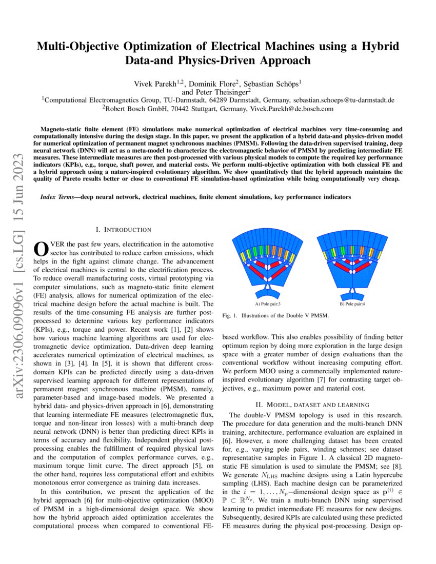 Multi Objective Optimization Of Electrical Machines Using A Hybrid Data