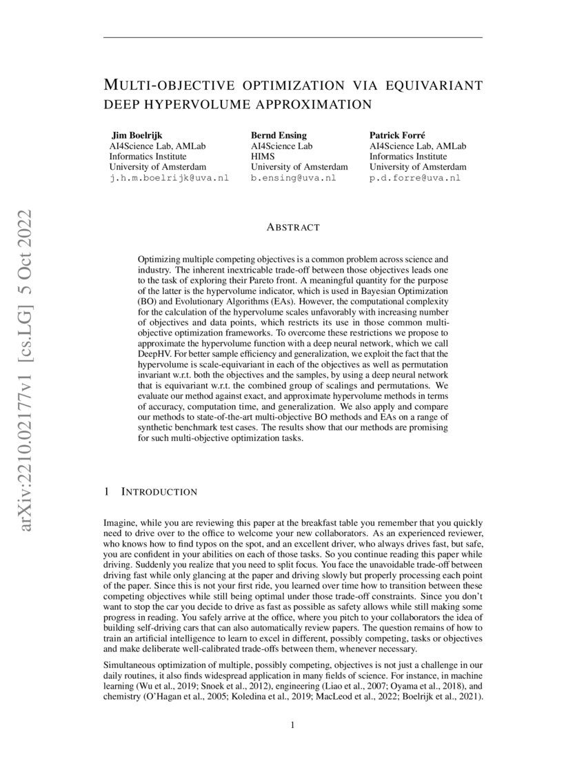Multi Objective Optimization Via Equivariant Deep Hypervolume Approximation Deepai