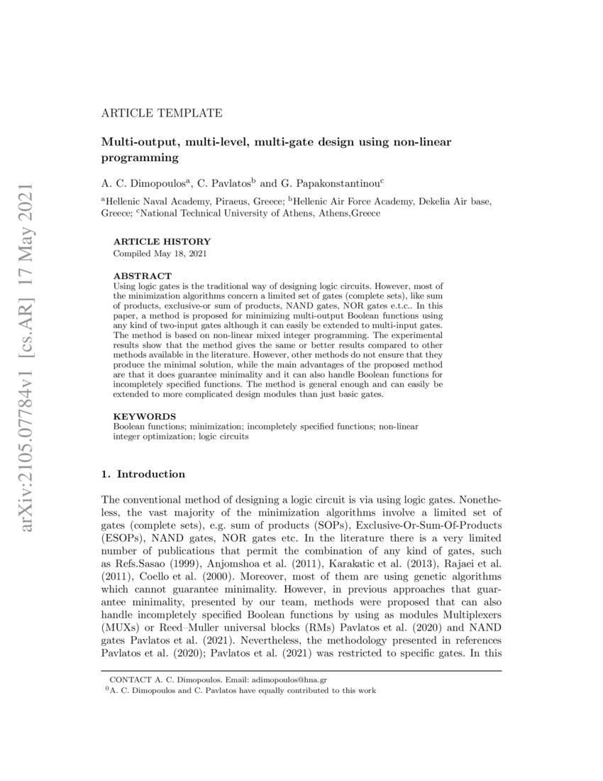 Multi-output, multi-level, multi-gate design using non-linear ...