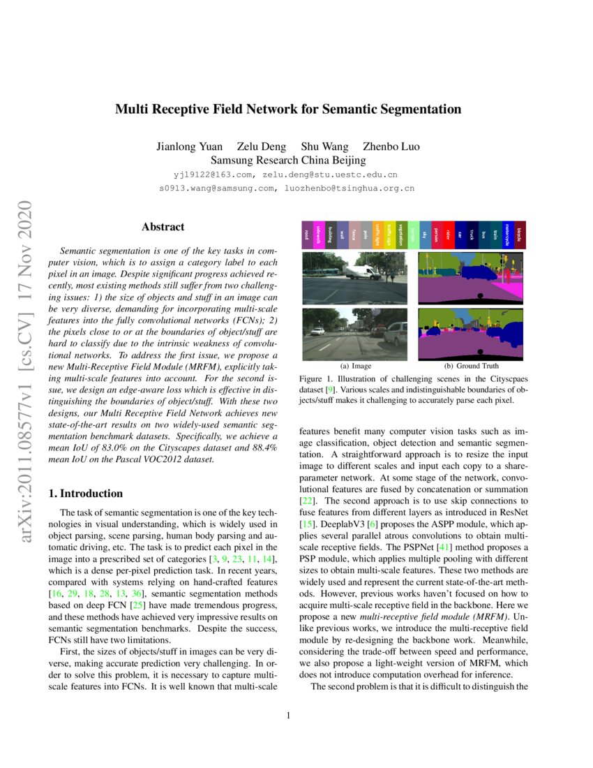Multi Receptive Field Network for Semantic Segmentation | DeepAI