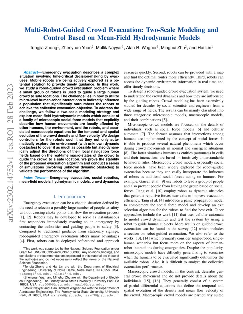 Multi-Robot-Guided Crowd Evacuation: Two-Scale Modeling and Control Based on Mean-Field ...