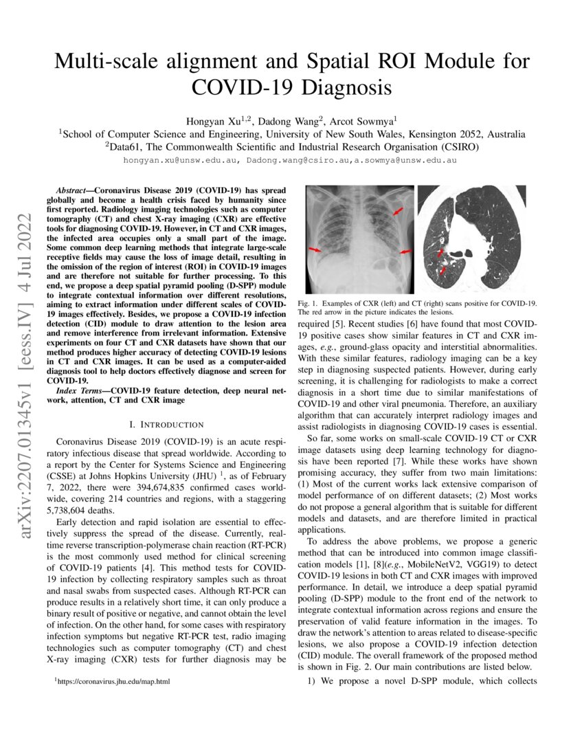 Multi-scale alignment and Spatial ROI Module for COVID-19 Diagnosis ...