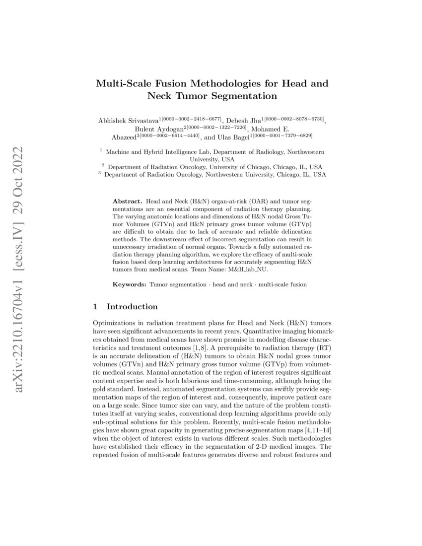 Multi Scale Fusion Methodologies For Head And Neck Tumor Segmentation Deepai