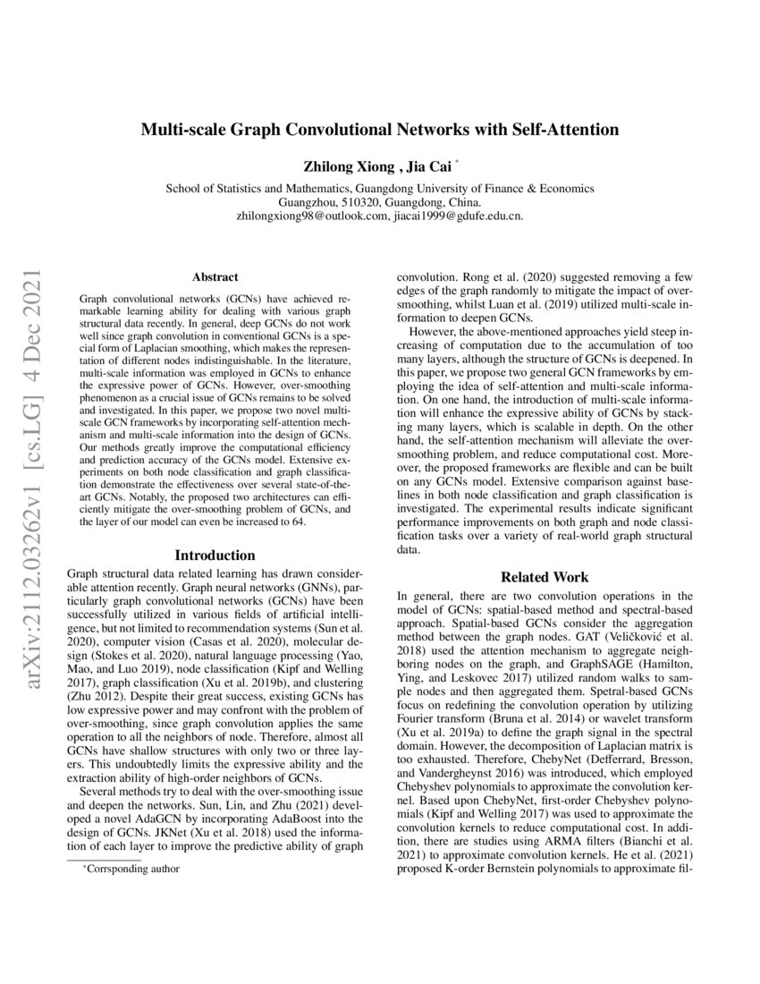 Multi-scale Graph Convolutional Networks with Self-Attention | DeepAI