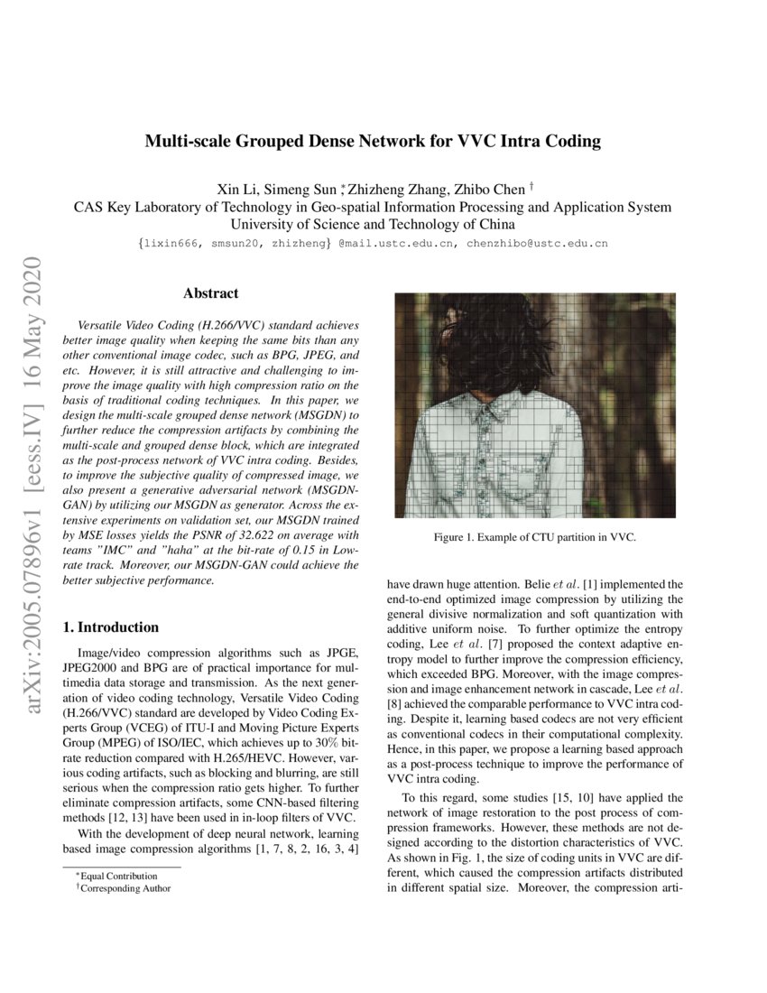 Multi-scale Grouped Dense Network for VVC Intra Coding | DeepAI
