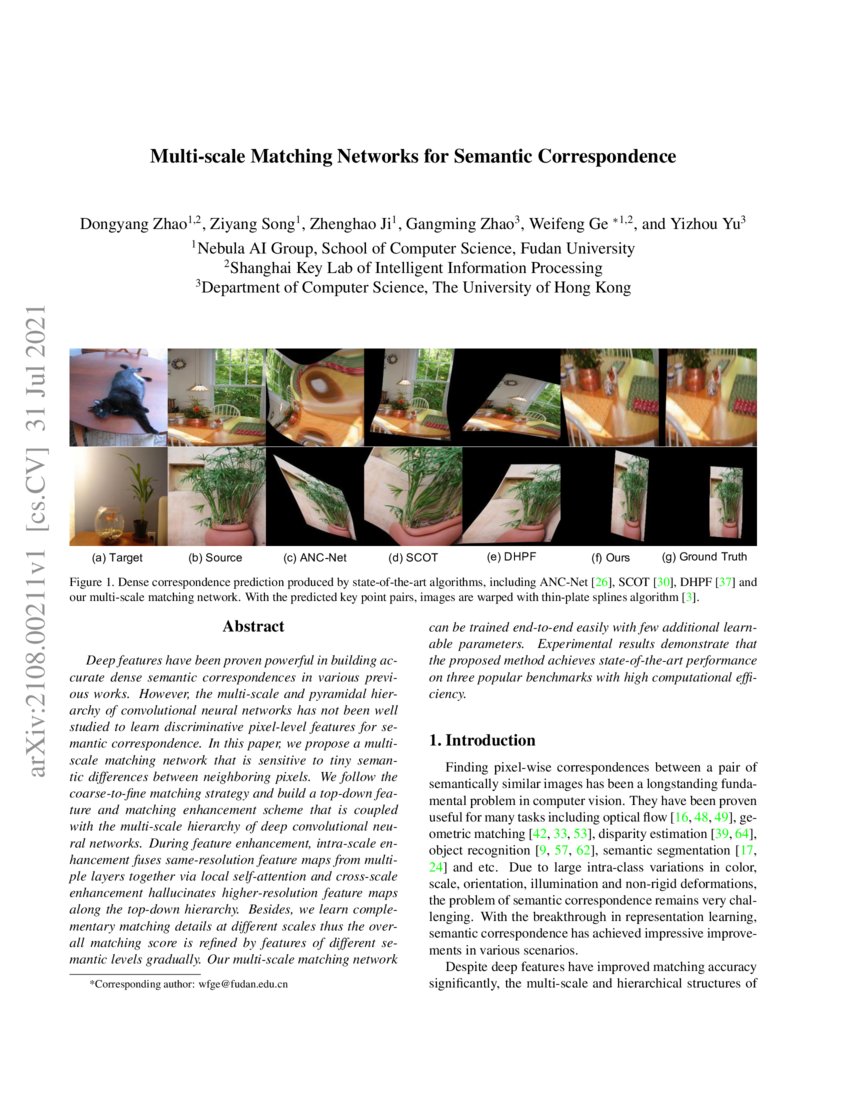 Multi-scale Matching Networks for Semantic Correspondence | DeepAI