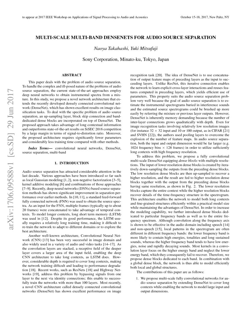 Multi-scale Multi-band DenseNets for Audio Source Separation | DeepAI