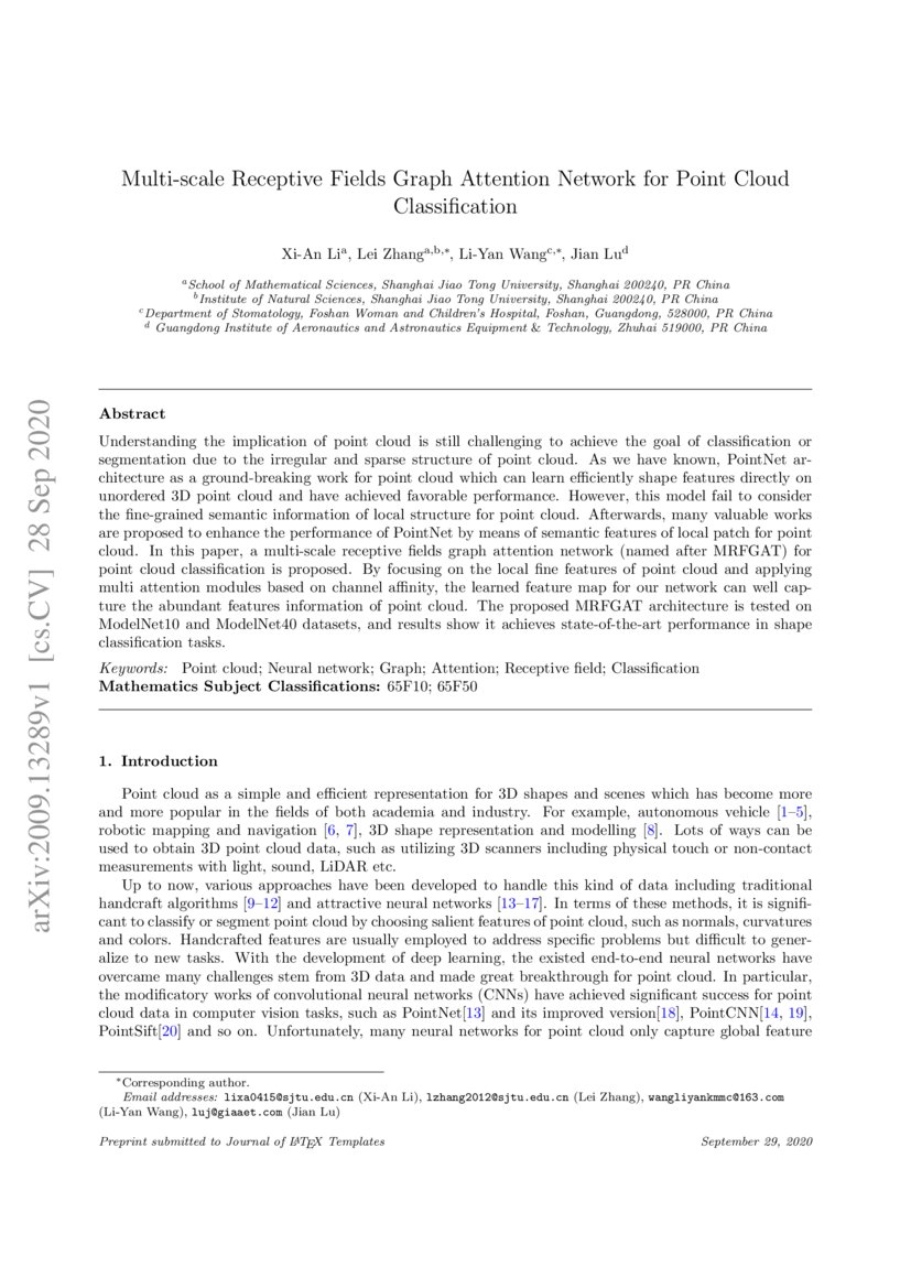 Multi-scale Receptive Fields Graph Attention Network for Point Cloud Classification | DeepAI