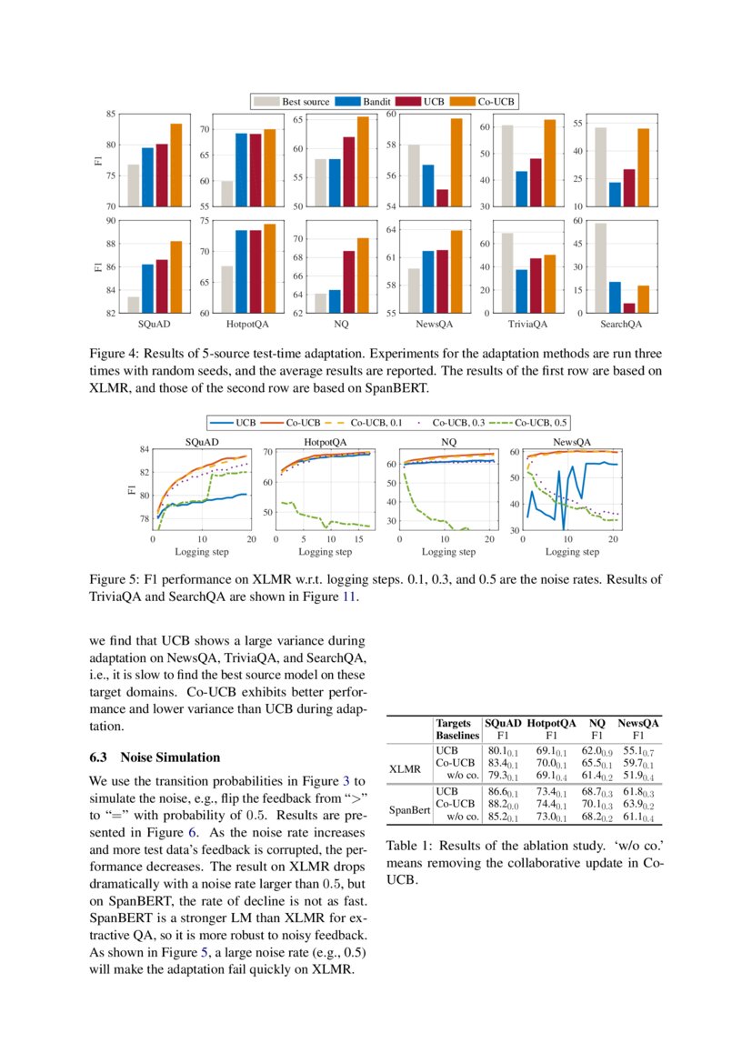 Multi-Source Test-Time Adaptation as Dueling Bandits for Extractive ...
