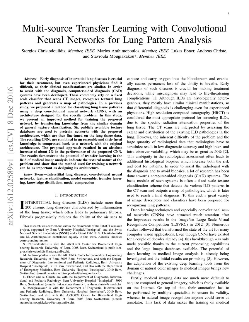 Multi-source Transfer Learning with Convolutional Neural Networks for Lung Pattern Analysis | DeepAI
