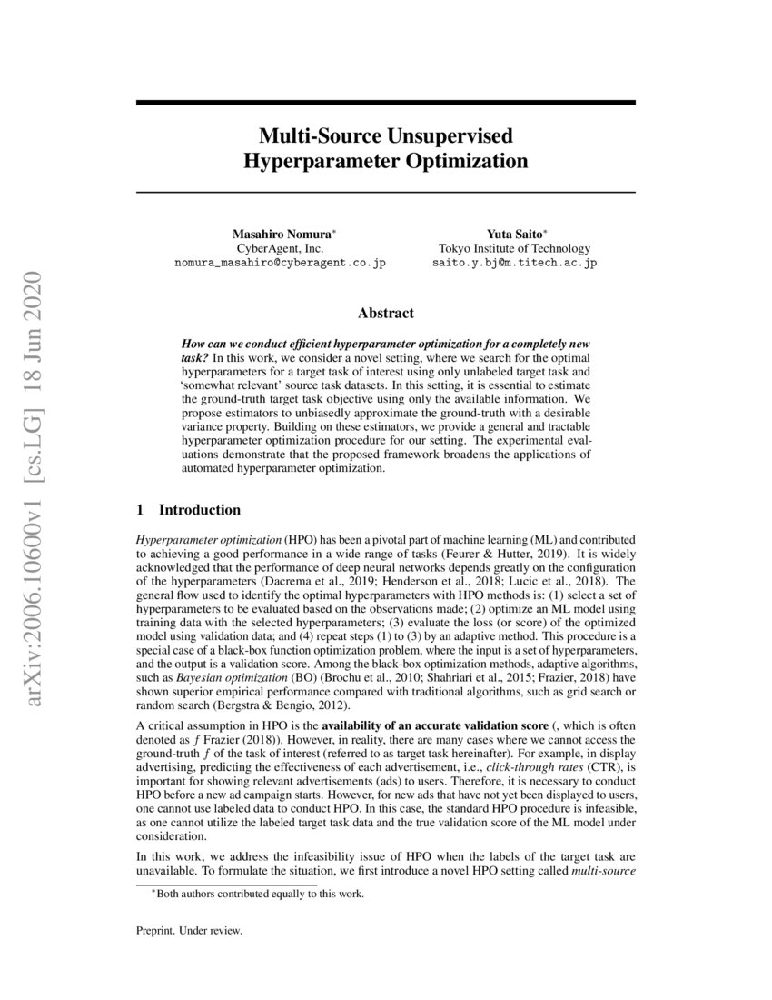 Multi Source Unsupervised Hyperparameter Optimization Deepai 0533