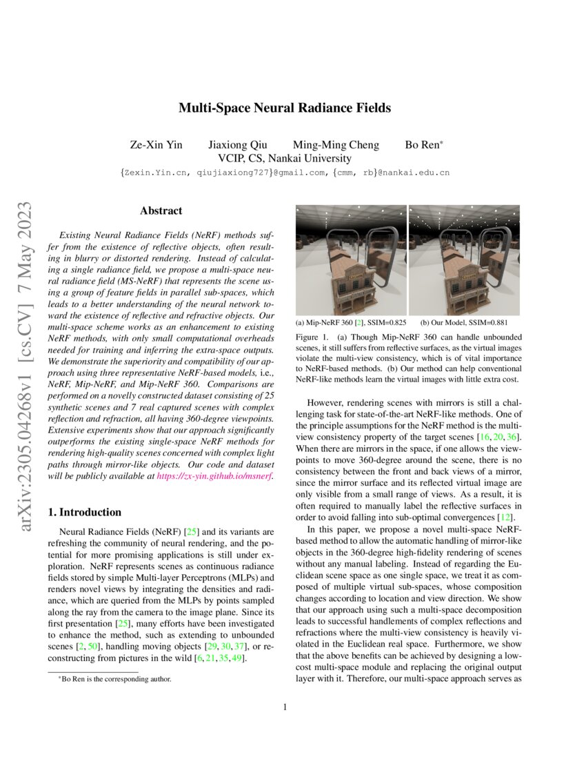 Multi-Space Neural Radiance Fields | DeepAI