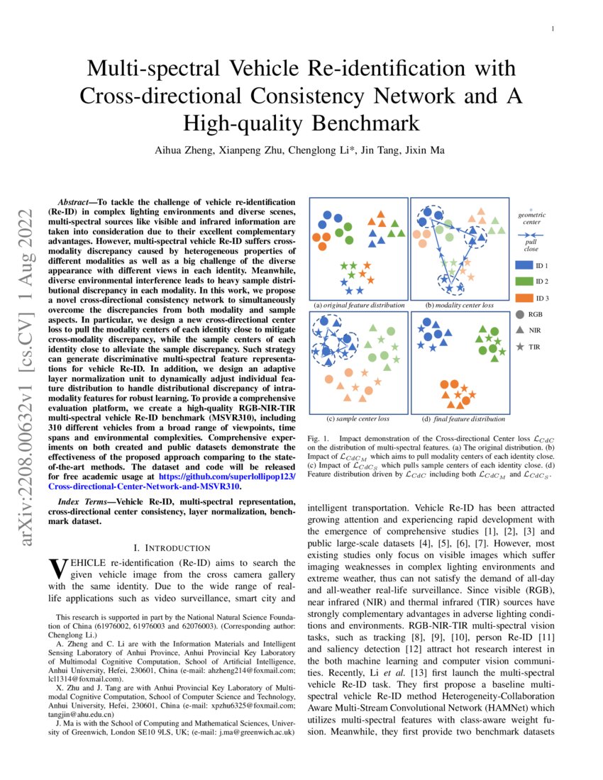 Multi Spectral Vehicle Re Identification With Cross Directional Consistency Network And A High