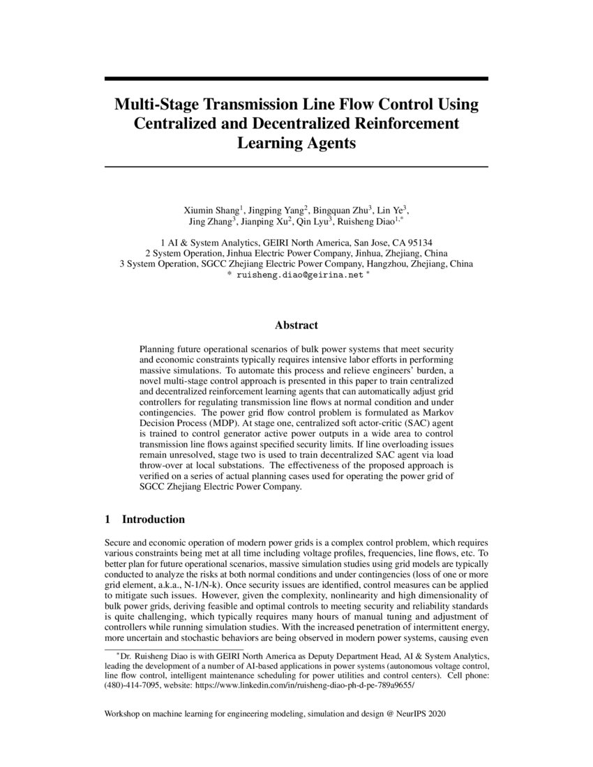 Multi-Stage Transmission Line Flow Control Using Centralized and ...