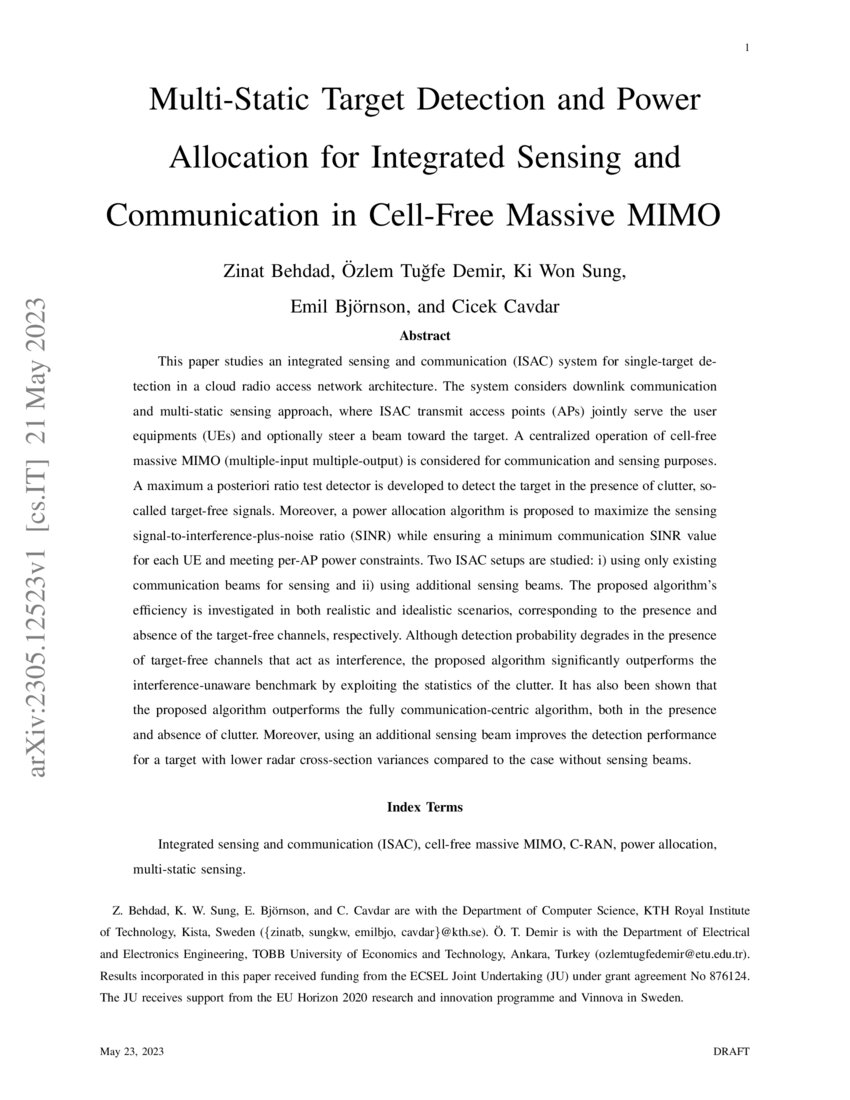 Multi Static Target Detection And Power Allocation For Integrated