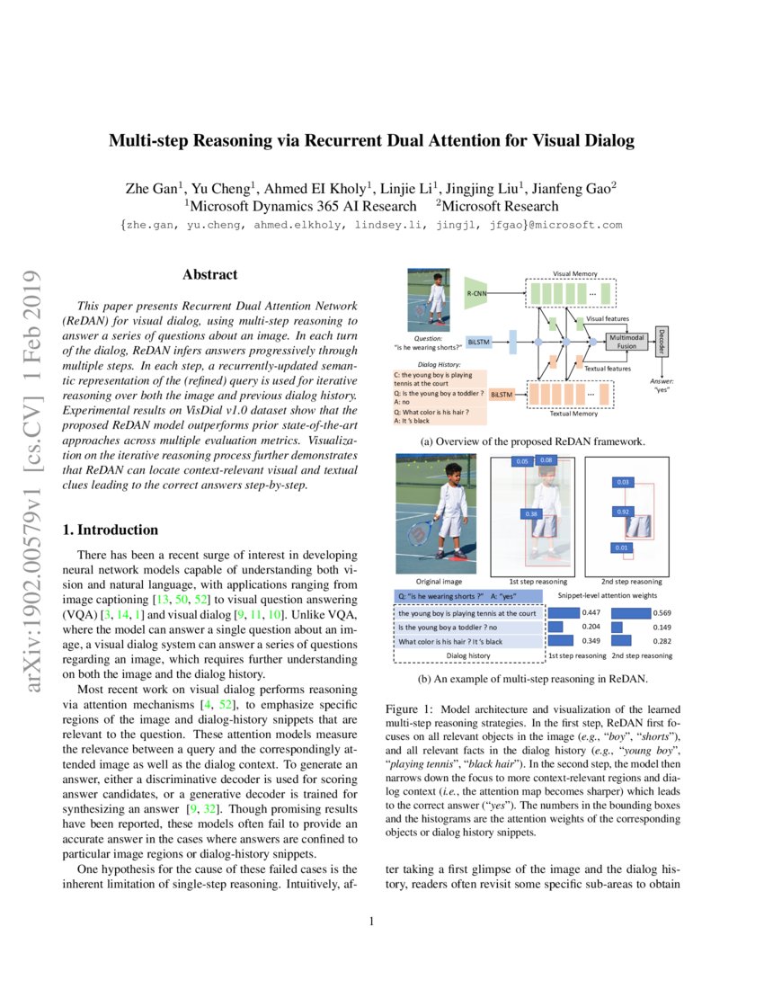 Multi Step Reasoning Via Recurrent Dual Attention For Visual Dialog