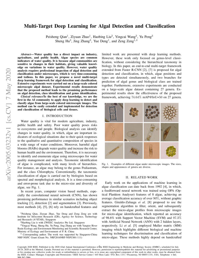 Multi-Target Deep Learning for Algal Detection and Classification | DeepAI