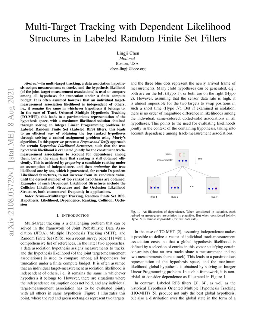 Multi Target Tracking With Dependent Likelihood Structures In Labeled Random Finite Set Filters