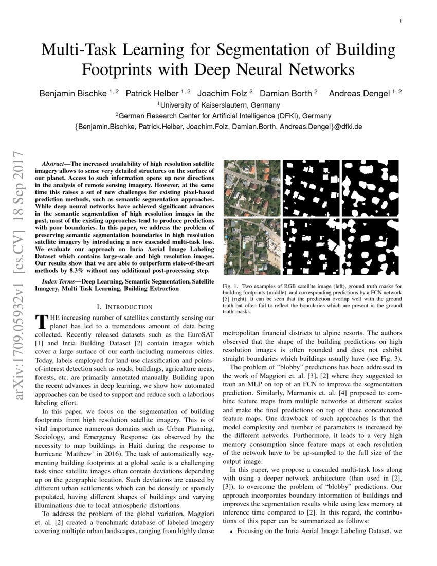 Multi Task Learning For Segmentation Of Building Footprints With Deep Neural Networks Deepai 3558