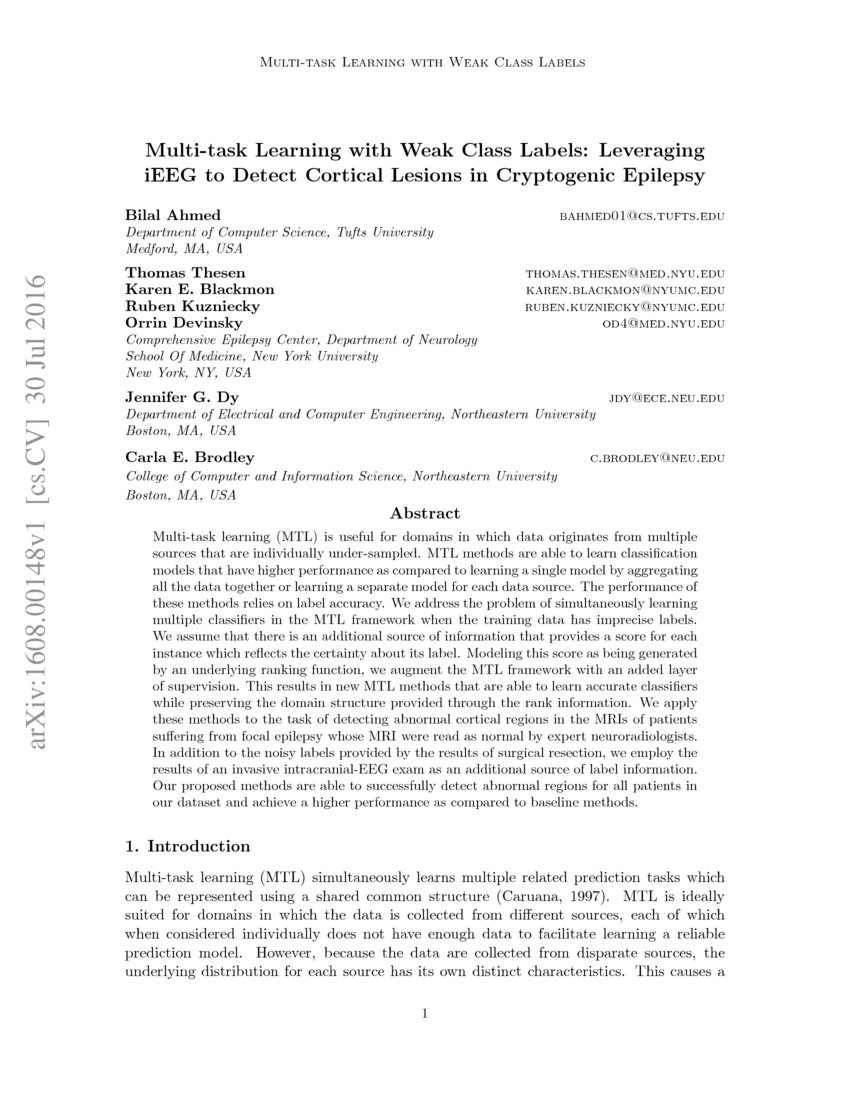 Multi-task Learning with Weak Class Labels: Leveraging iEEG to Detect ...