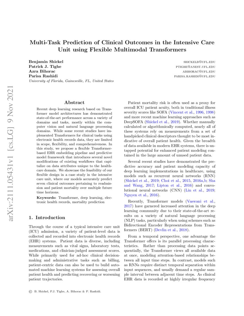 Multi-Task Prediction of Clinical Outcomes in the Intensive Care Unit ...