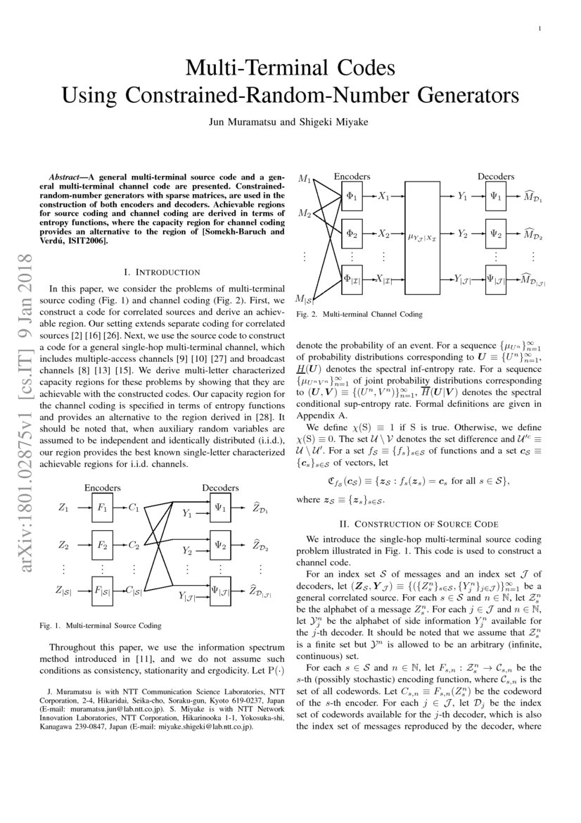 Multi Terminal Codes Using Constrained Random Number Generators Deepai