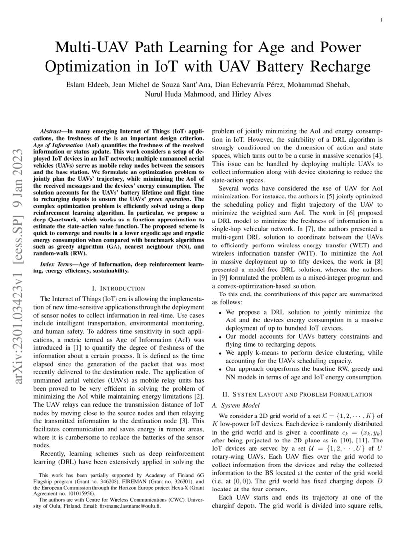 Multi Uav Path Learning For Age And Power Optimization In Iot With Uav