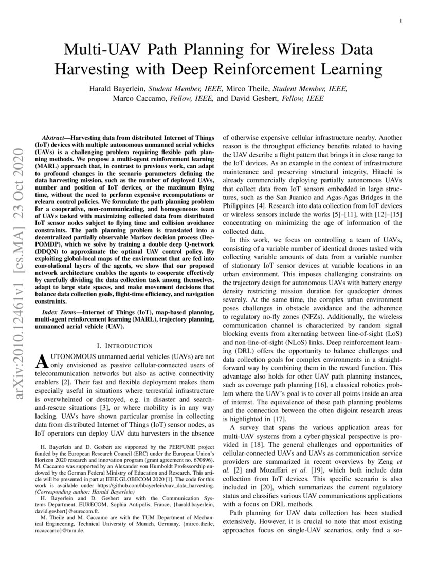 Multi-UAV Path Planning for Wireless Data Harvesting with Deep ...