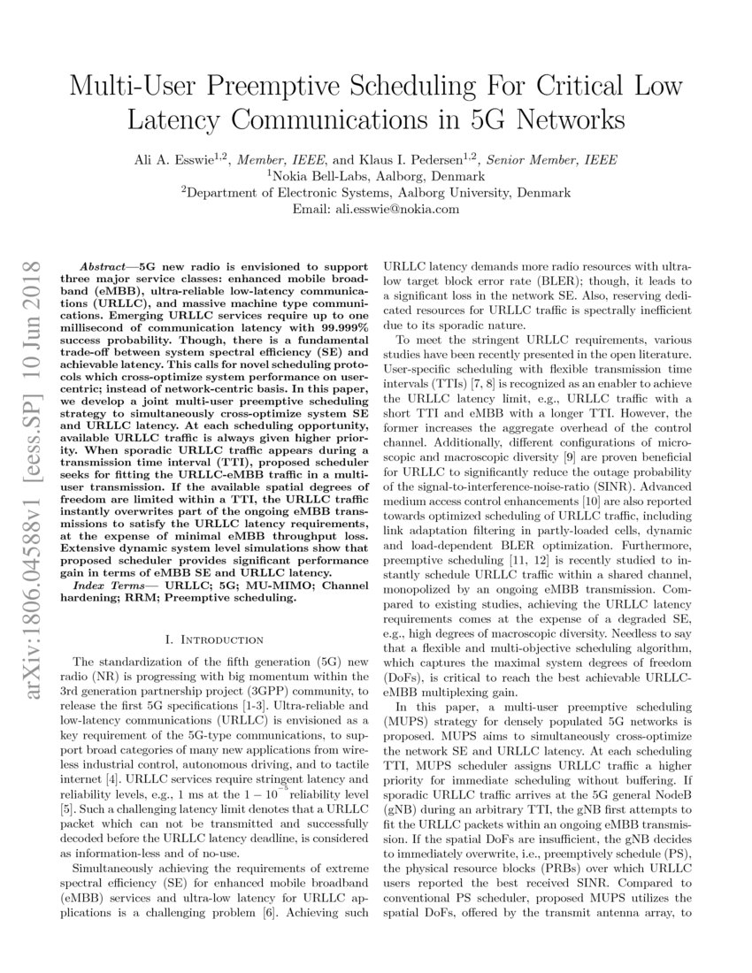 Multi-User Preemptive Scheduling for Critical Low Latency ...