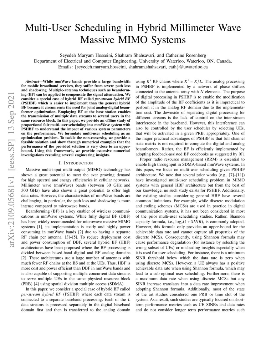 multi-user-scheduling-in-hybrid-millimeter-wave-massive-mimo-systems
