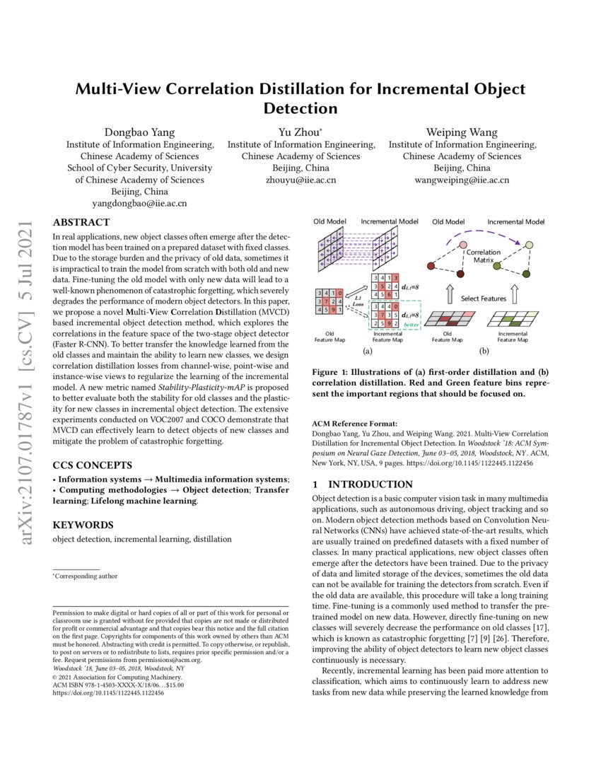 Multi View Correlation Distillation For Incremental Object Detection Deepai