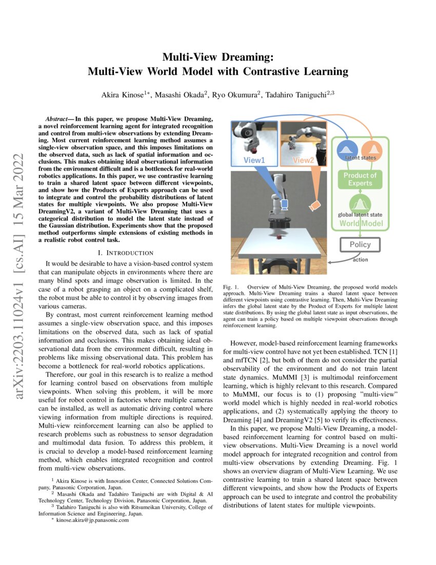 Multi-View Dreaming: Multi-View World Model with Contrastive Learning ...