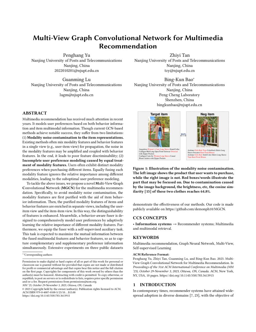 Multi View Graph Convolutional Network For Multimedia Recommendation 5660